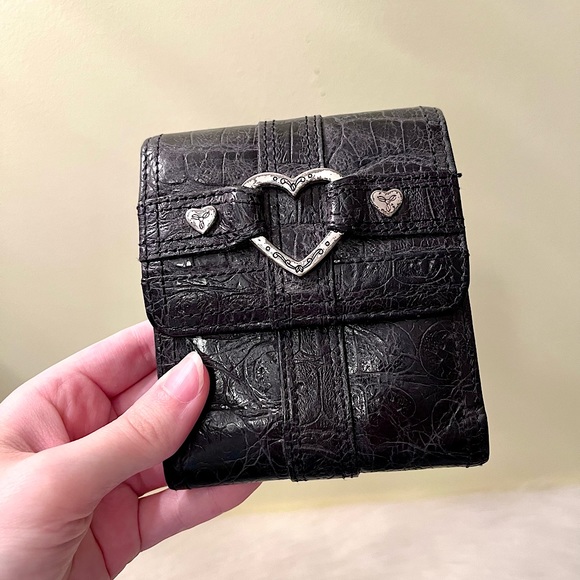 Brighton | Bags | Brighton Black Leather Heart Wallet | Poshmark